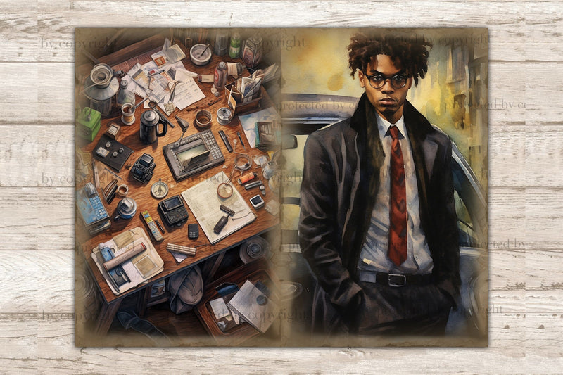 Detective Junk Journal Kit | True Crime Collage Sheets - So Fontsy