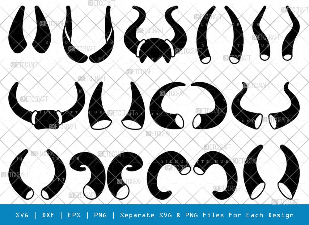 Devil Horn Silhouette, Devil Horn SVG, Animal Horns Svg, Devil Horn ...