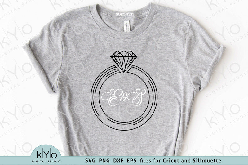 Diamond Wedding Ring Monogram Svg Png Dxf Files - So Fontsy