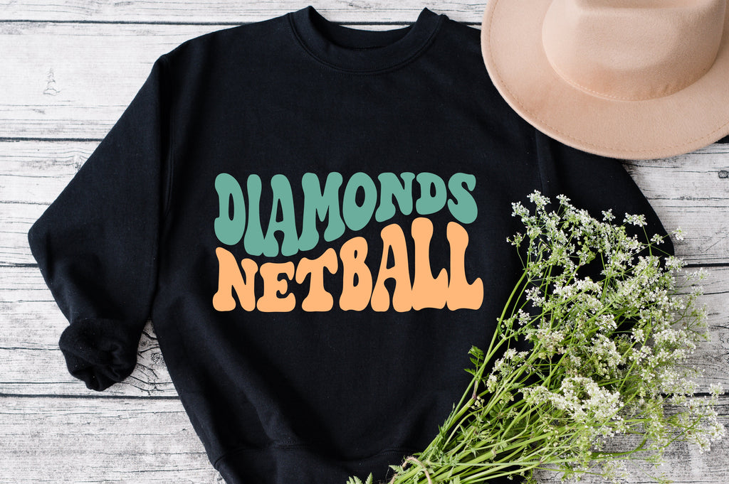 Diamonds Netball svg, wavy style svg, EPS PNG Cricut Instant Download ...