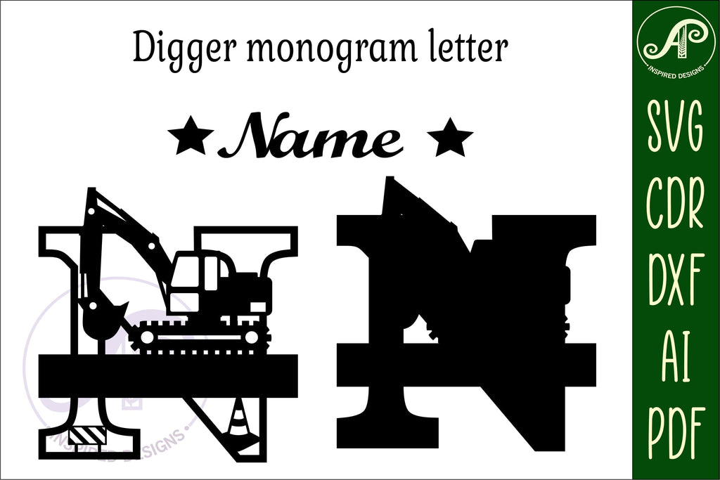 Digger Capital Monogram Letter N SVG - So Fontsy