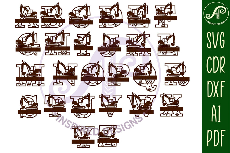 Digger monogram letter Name signs 3 layer design bundle - So Fontsy