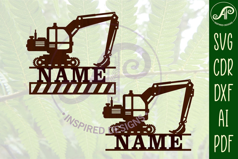 Digger theme Name sign svg laser cut template - So Fontsy