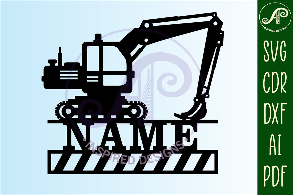 Digger theme Name sign svg laser cut template - So Fontsy