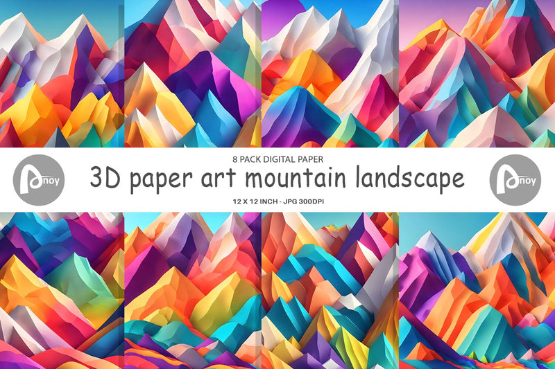 Digital Paper 3D mountain landscape - So Fontsy