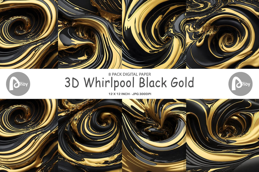 Digital Paper 3D Whirlpool Black Gold - So Fontsy