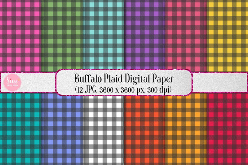 Digital Paper - Buffalo Plaid Pattern Seamless Backgrounds Pack - So Fontsy
