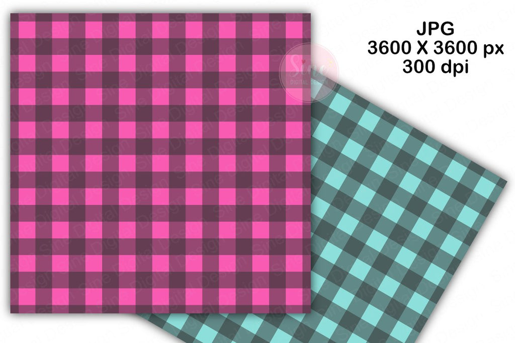 Digital Paper - Buffalo Plaid Pattern Seamless Backgrounds Pack - So Fontsy