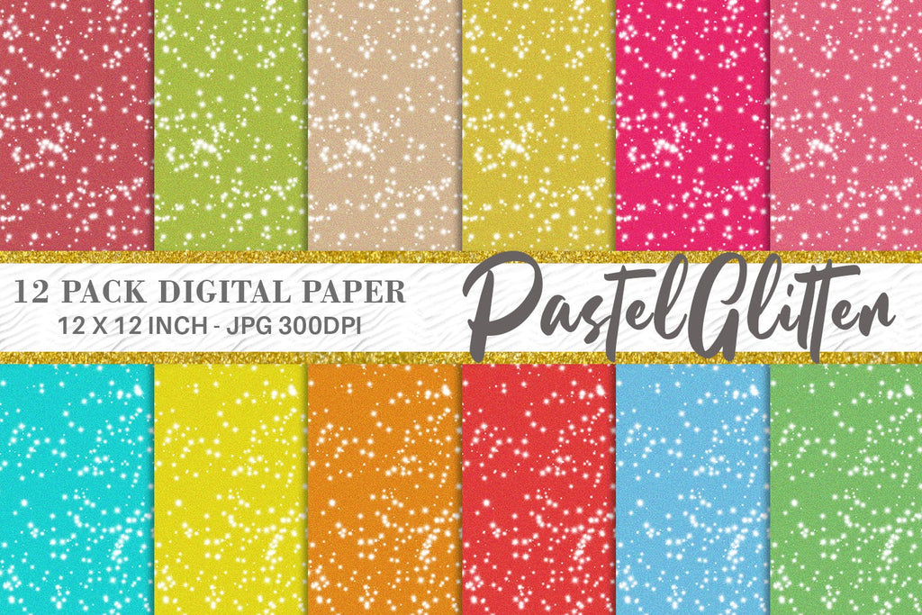 Digital paper color pastel glitter background - So Fontsy