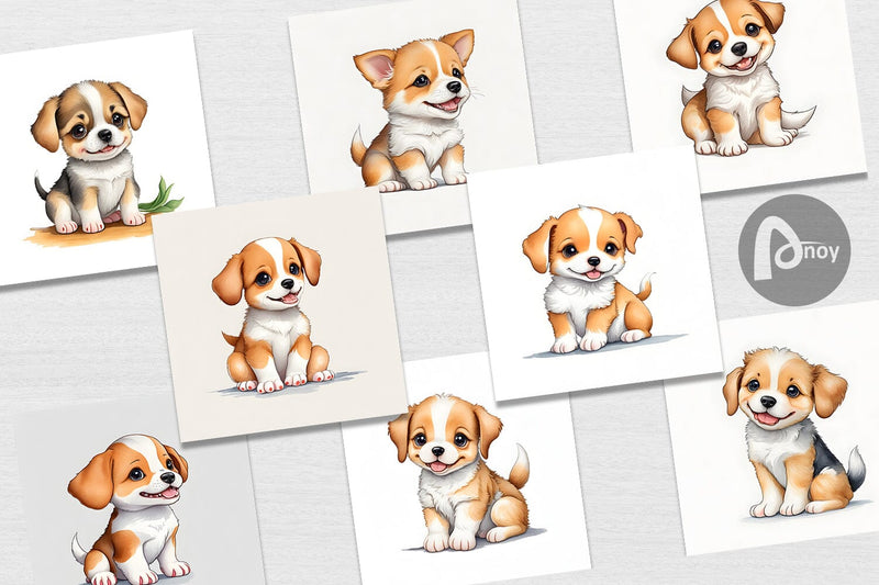 Digital Paper Cute Baby Dog - So Fontsy