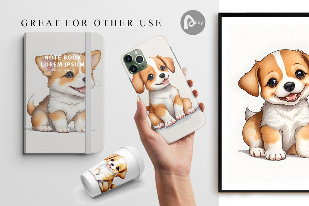 Digital Paper Cute Baby Dog - So Fontsy