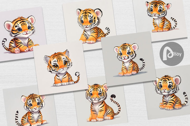 Digital Paper Cute Baby Tiger - So Fontsy