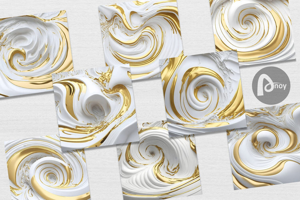 Digital Paper 3D Whirlpool White Gold - So Fontsy