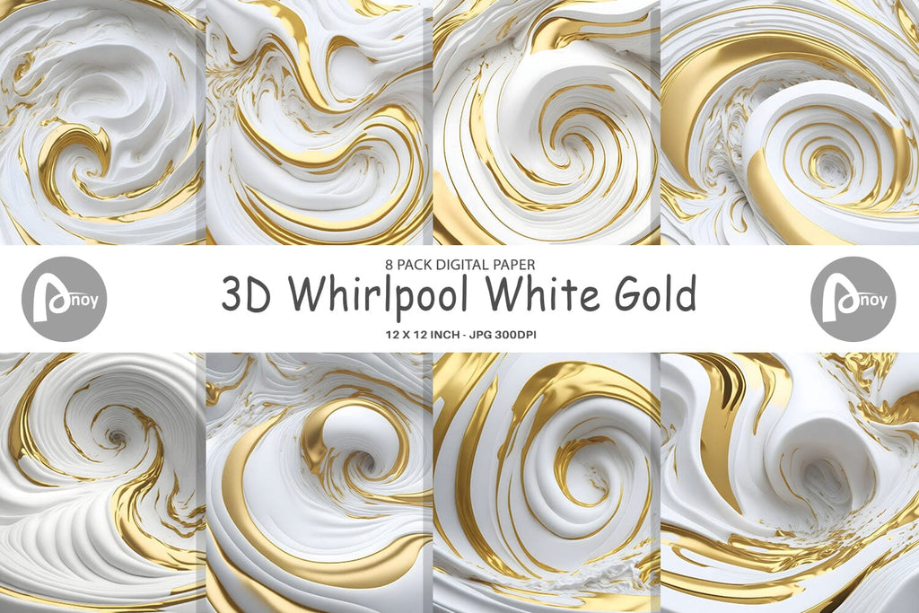 Digital Paper 3D Whirlpool White Gold - So Fontsy