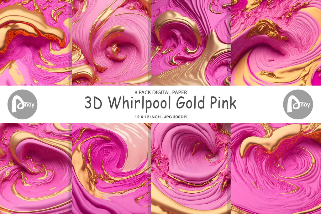 Digital Paper 3D Whirlpool Gold Pink - So Fontsy