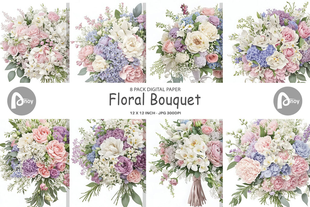 Digital Paper Floral Bouquet - So Fontsy
