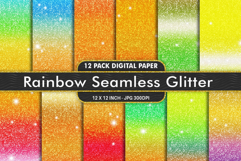 Digital Paper glitter texture and gradient rainbow color background ...