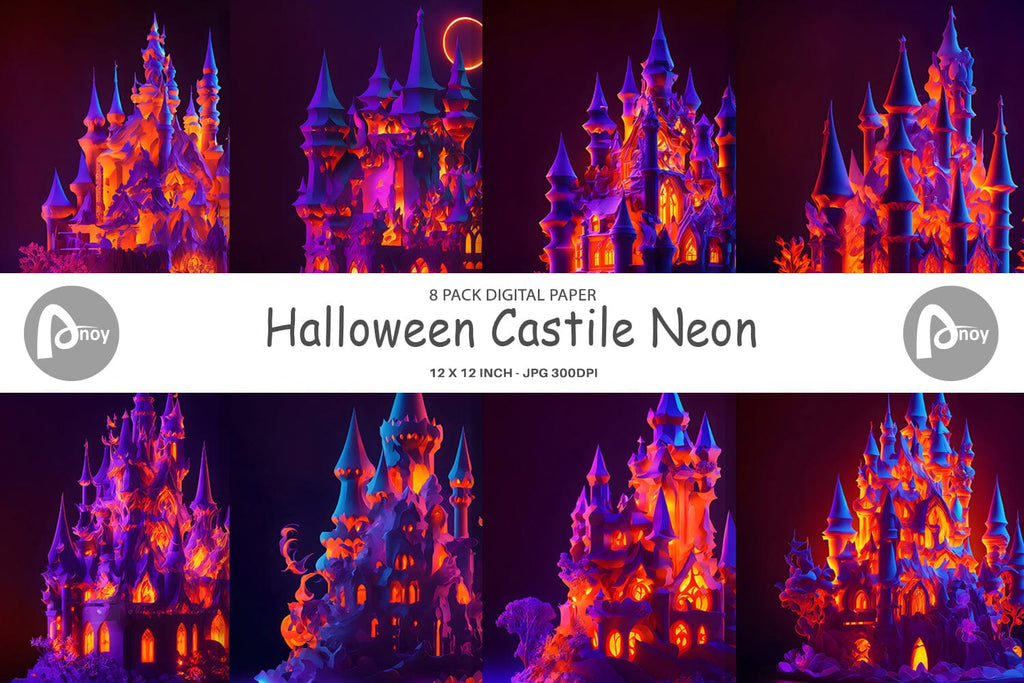 Digital Paper Halloween Castile Neon - So Fontsy