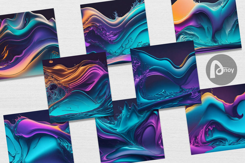 Digital Paper Hologram Color Wavy Fluid - So Fontsy