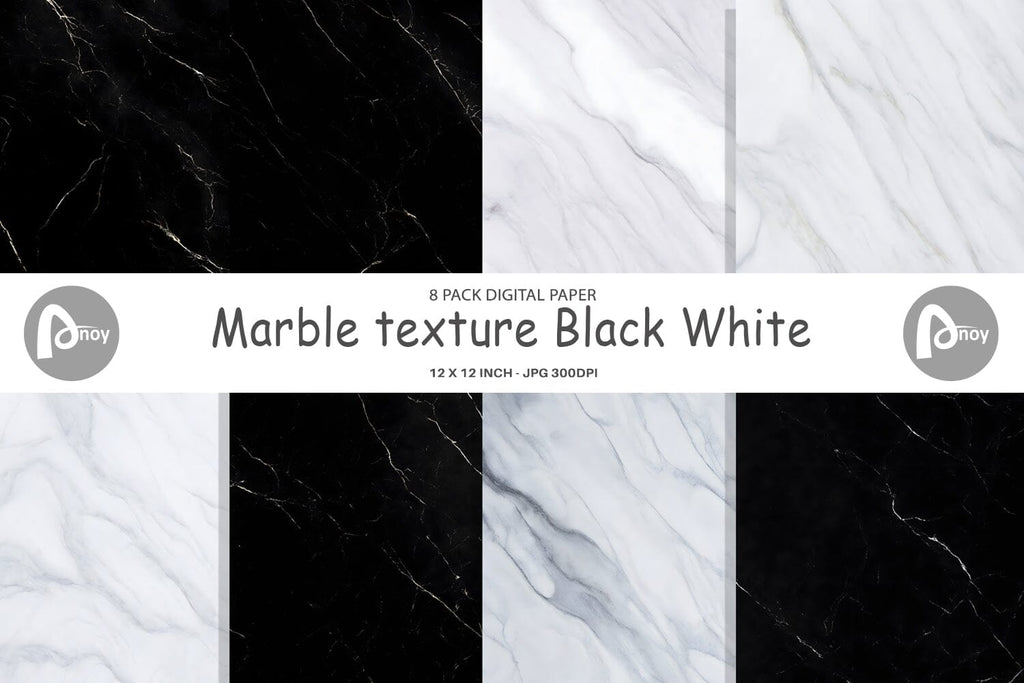 Digital Paper Marble Texture Black White - So Fontsy