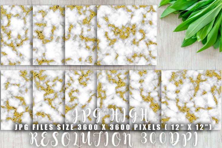 Digital paper Marble texture gold color background - So Fontsy