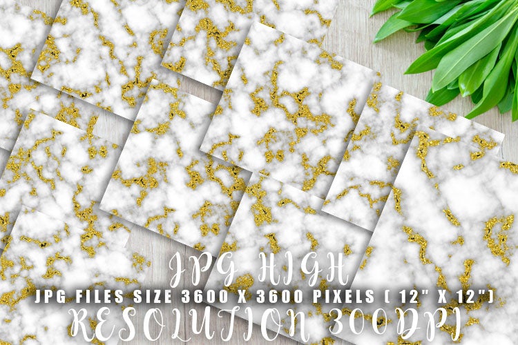 Digital paper Marble texture gold color background - So Fontsy