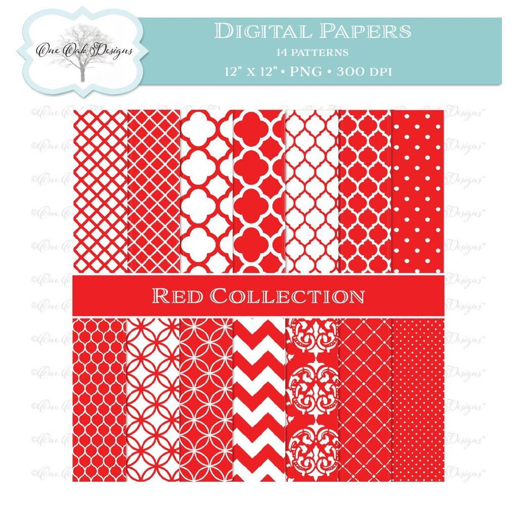 Digital Paper Pack Red Collection - So Fontsy