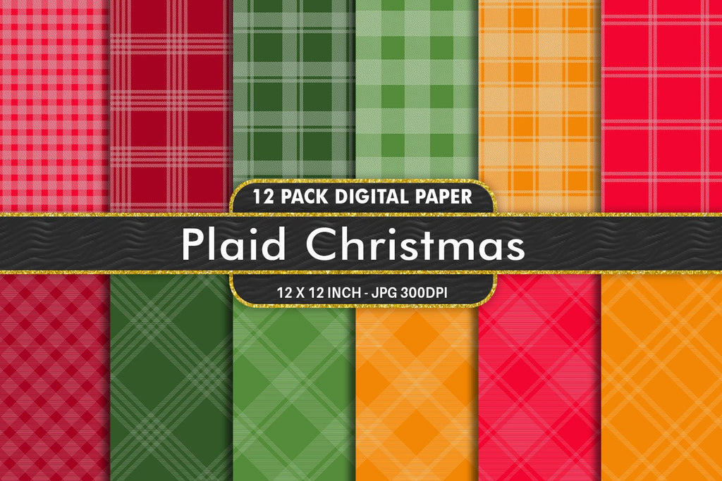Digital Paper plaid christmas background - So Fontsy
