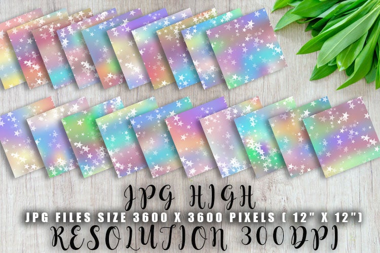 Digital Paper Rainbow and star pattern background - So Fontsy