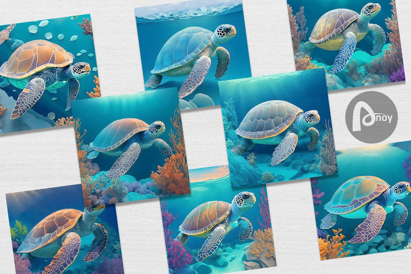Digital Paper Sea Turtle - So Fontsy