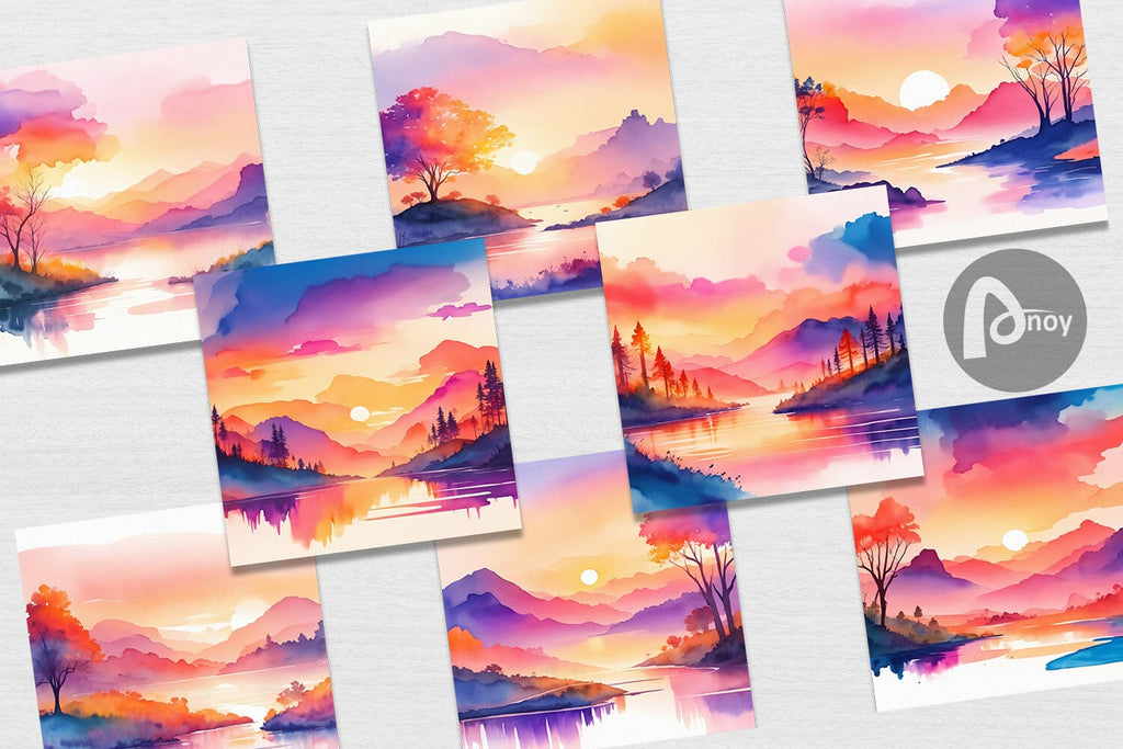 Digital Paper Sunsets Landscape - So Fontsy