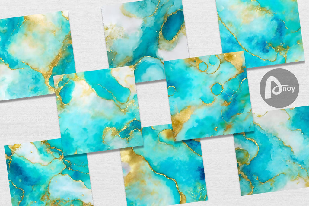 Digital Paper Turquoise Alcohol Ink - So Fontsy