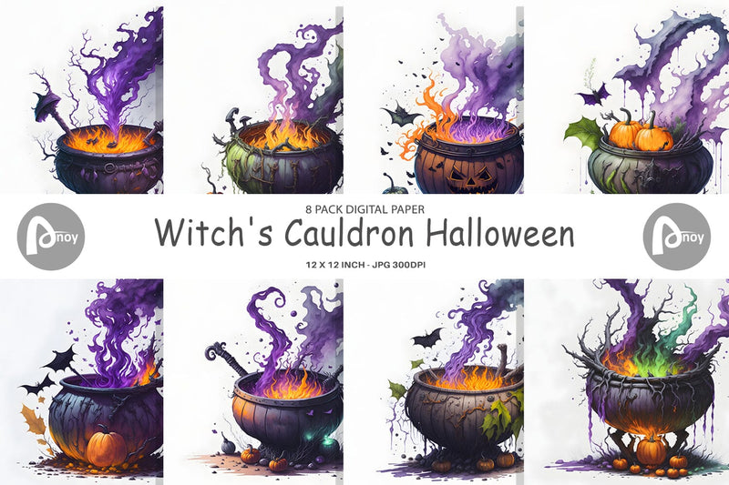 Digital Paper Witch's Cauldron Halloween - So Fontsy