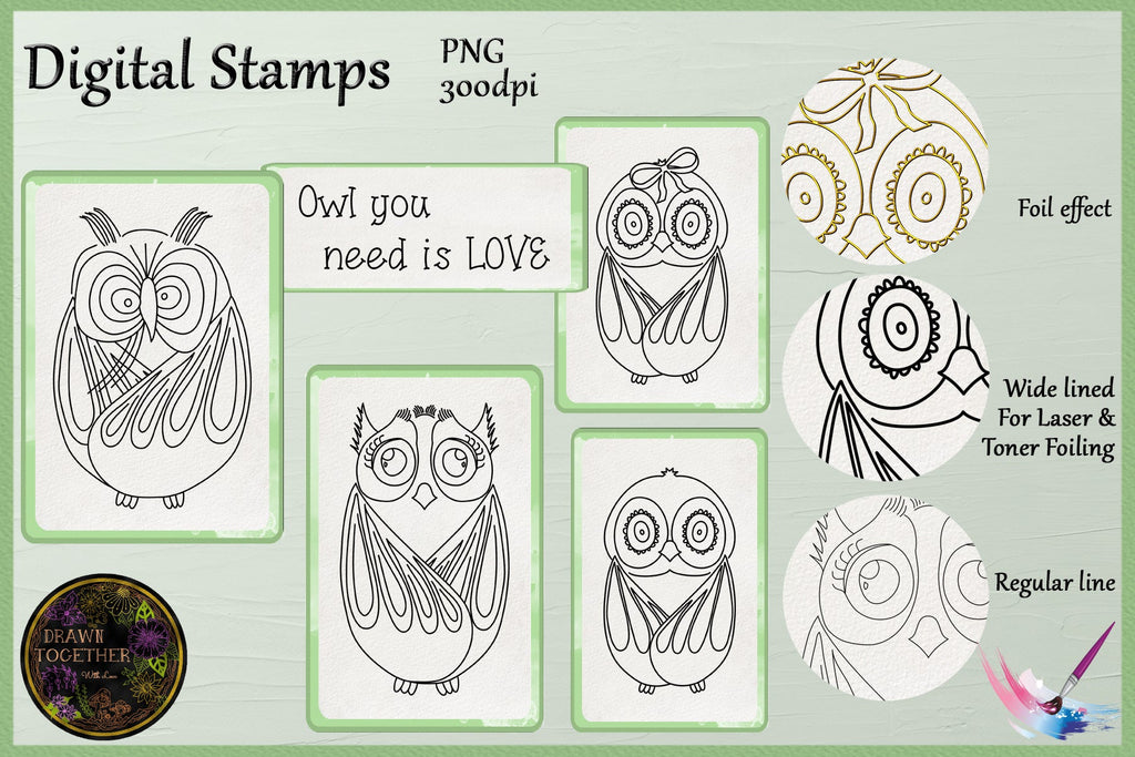 Digital Stamps - Funny Owl Family - So Fontsy