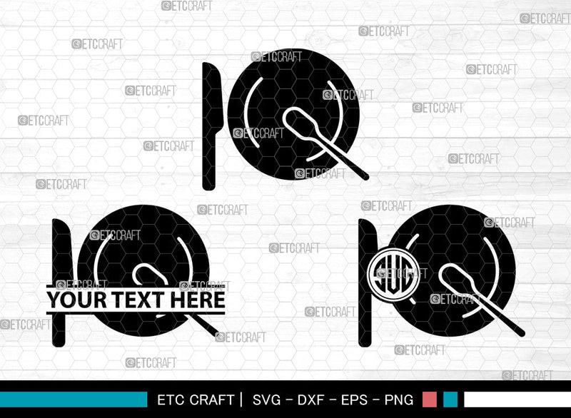 Dinner Plate Icons Monogram, Dinner Plate Svg, Plate Svg, Dinner Plates ...