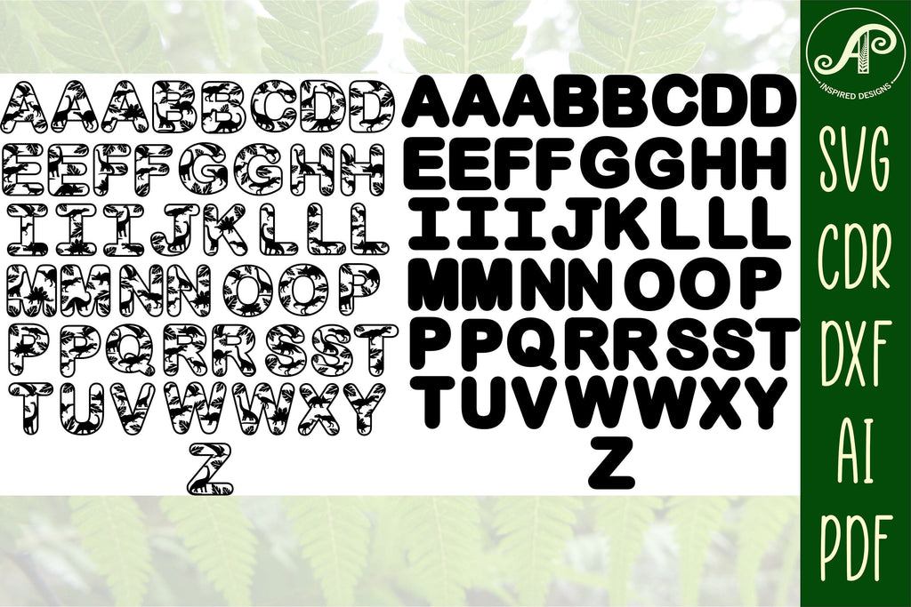 Dinosaur alphabet set. 2 layer letters. 47 letter options SVG file ...