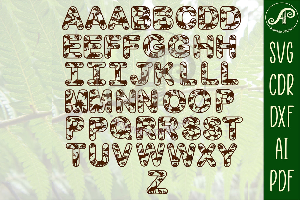 Dinosaur alphabet set. 2 layer letters. 47 letter options SVG file ...