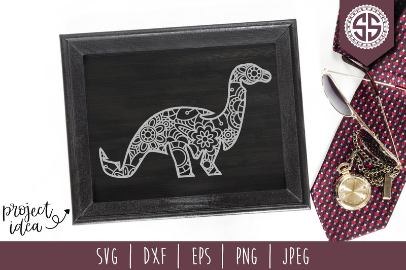 Dinosaur Mandala Zentangle - So Fontsy