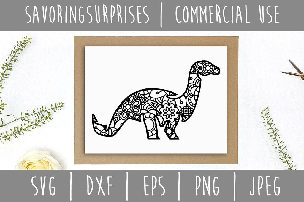 Dinosaur Mandala Zentangle - So Fontsy