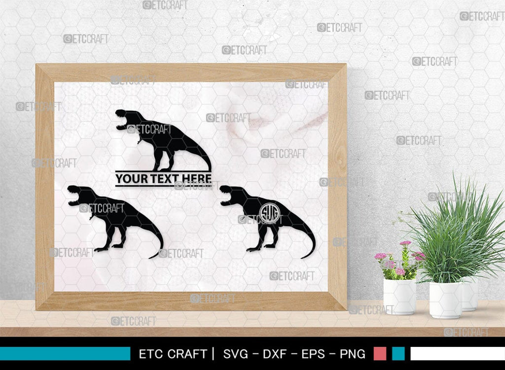 Dinosaur Monogram, Dinosaur Silhouette, Dinosaur SVG, Raptor Dinosaur ...