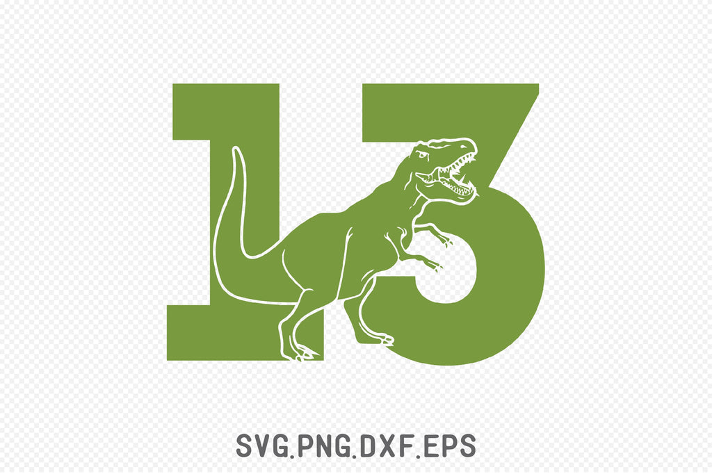 Dinosaur Number 13 SVG - So Fontsy