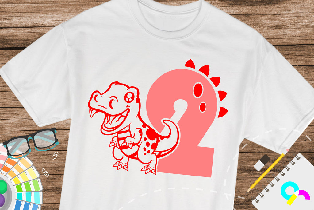 Dinosaur number 2 svg, two - So Fontsy