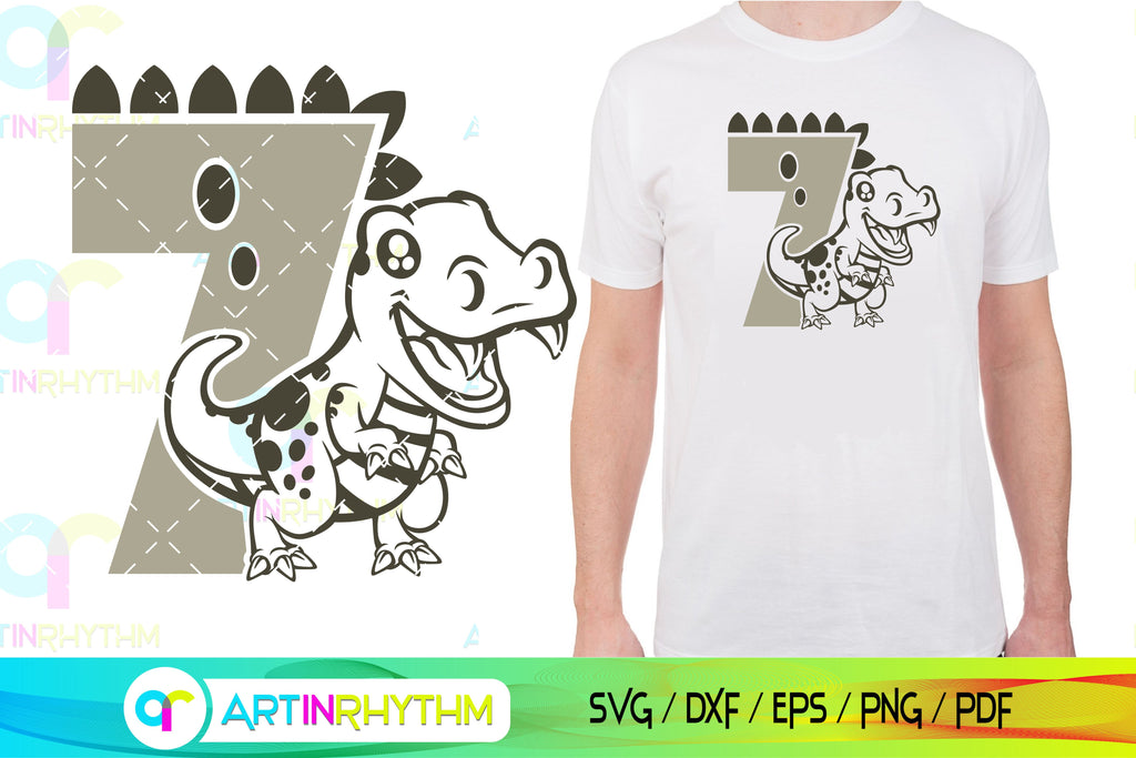 Dinosaur number 7 svg, seven - So Fontsy