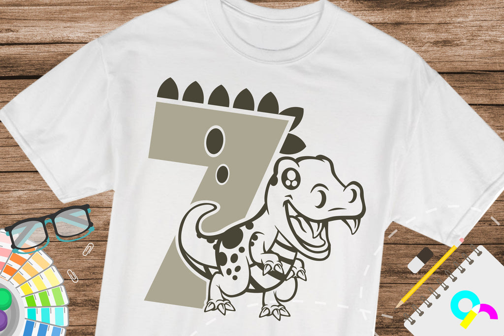Dinosaur number 7 svg, seven - So Fontsy