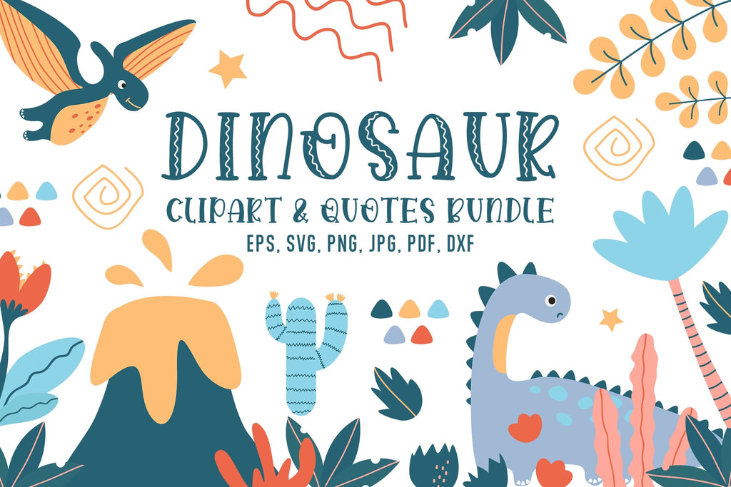 Dinosaur Quotes SVG Bundle, Dinosaur Clipart and Quotes Bundle - So Fontsy