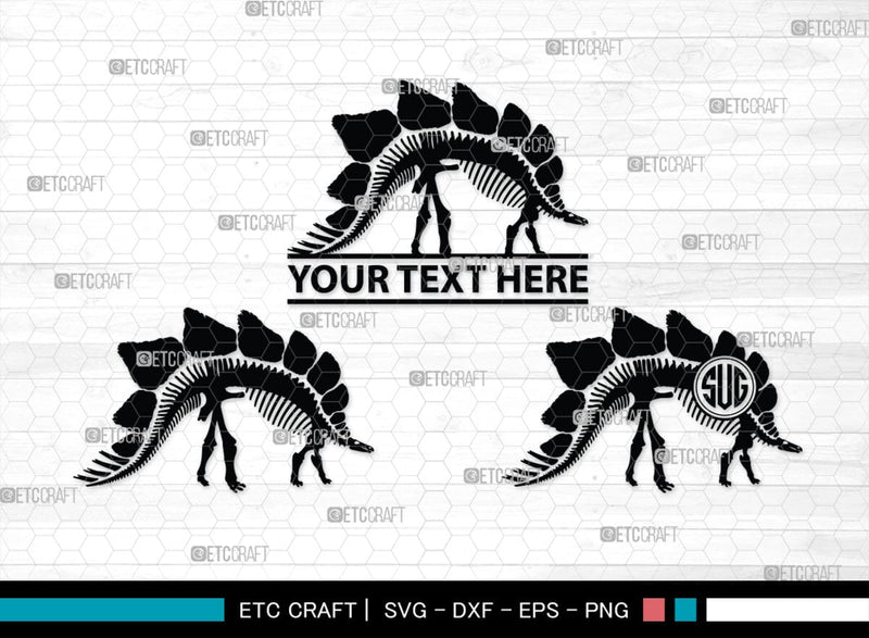 Dinosaur Skeleton Monogram, Dinosaur Silhouette, Dinosaur Skeleton SVG ...