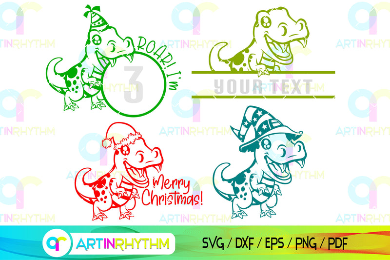 Dinosaur Split monogram svg bundle - So Fontsy