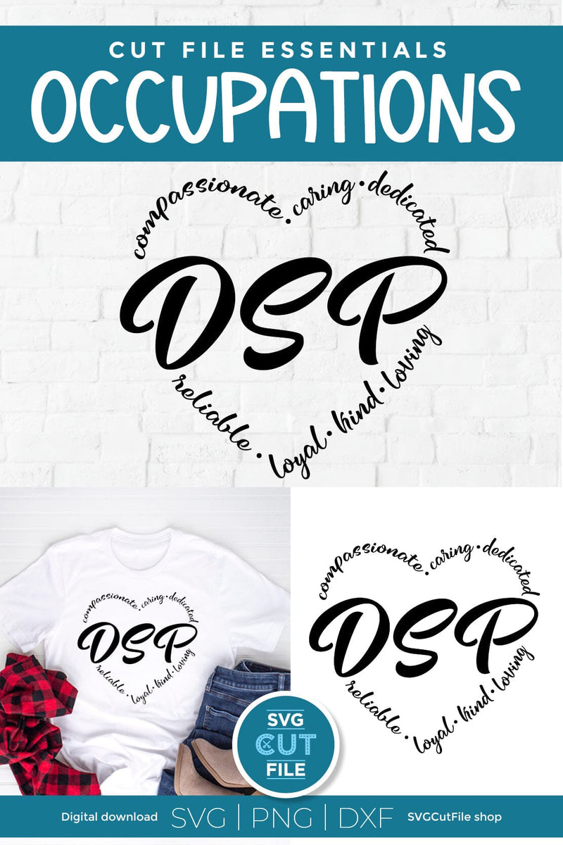 Direct support professional svg, a DSP svg heart for crafters - So Fontsy