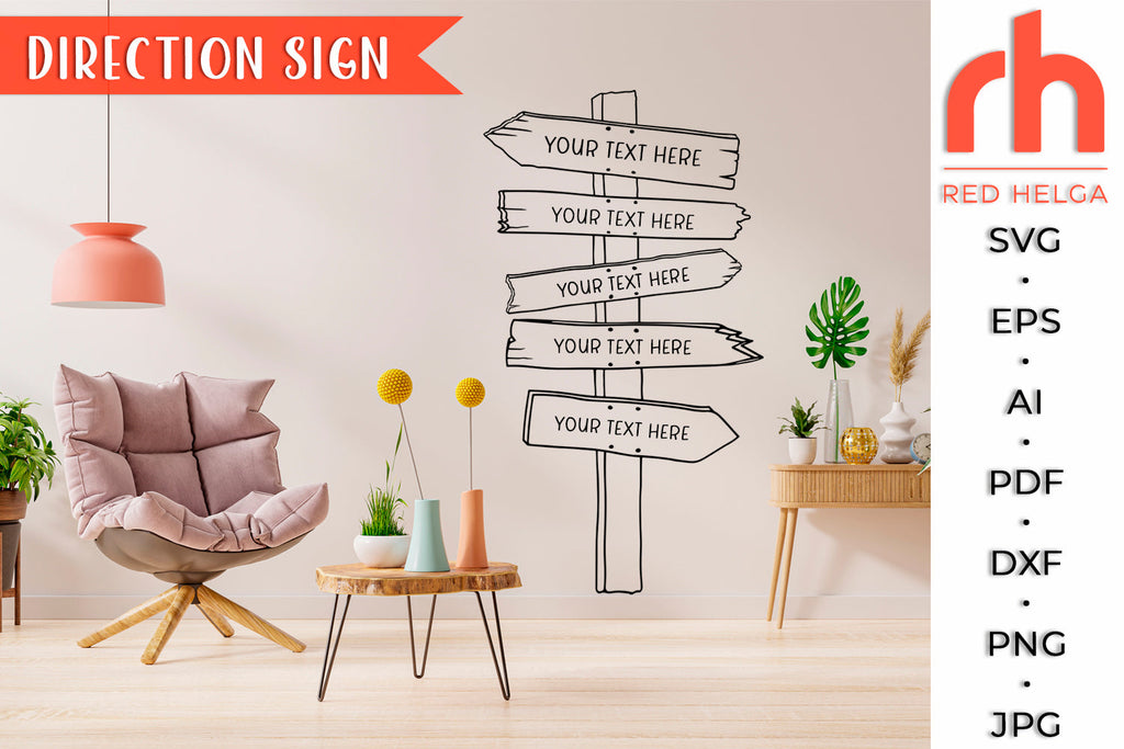 Direction Sign SVG - Retro Signboard Cut File - So Fontsy