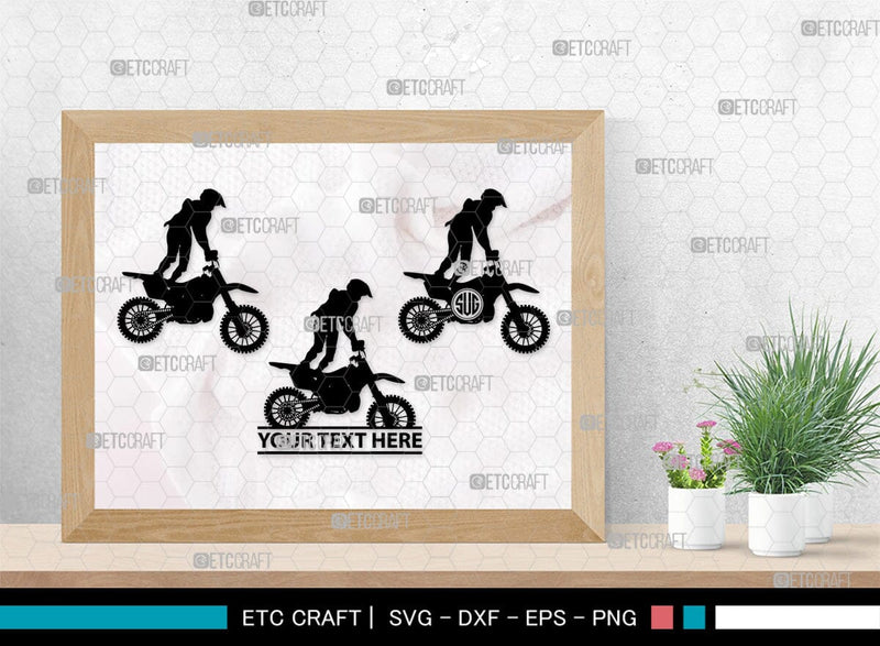 Dirt Bike Monogram, Dirt Bike Silhouette, Dirt Bike SVG, Bike Svg ...